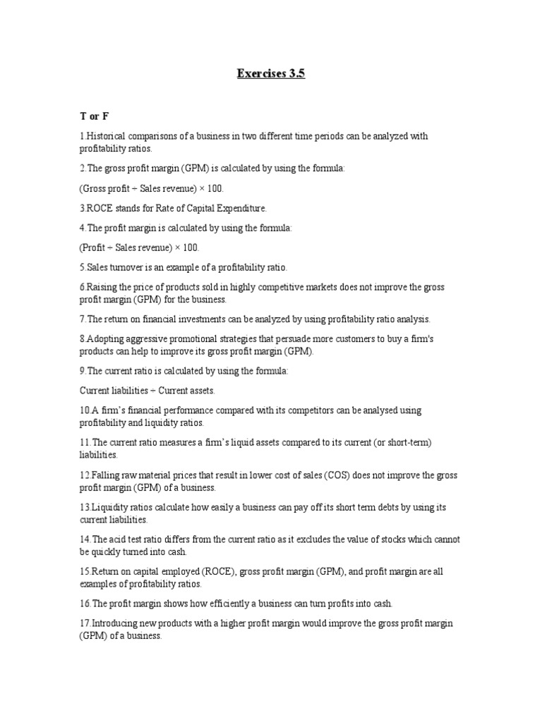 3.5 Exercises | PDF | Market Liquidity | Gross Margin