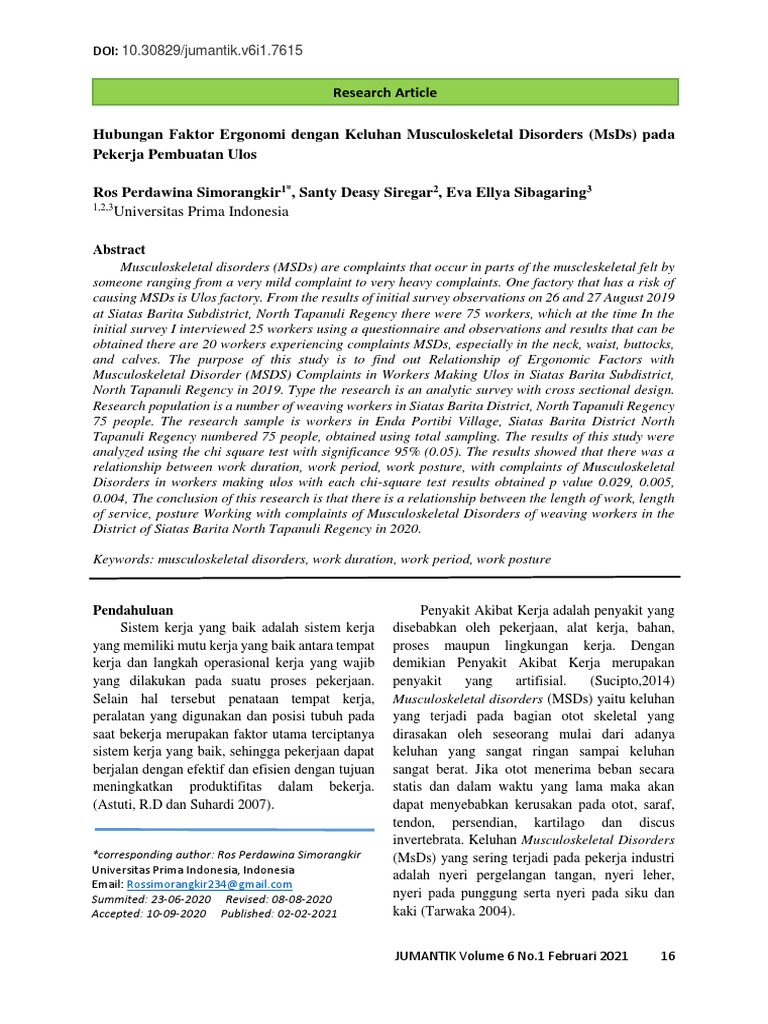 Hub Ergonomi DGN Keluhan MSDs | PDF | Musculoskeletal Disorders | Hazards