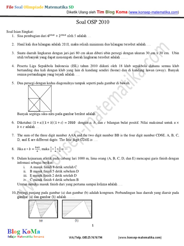 2010 Soal OSP Matik SD | PDF
