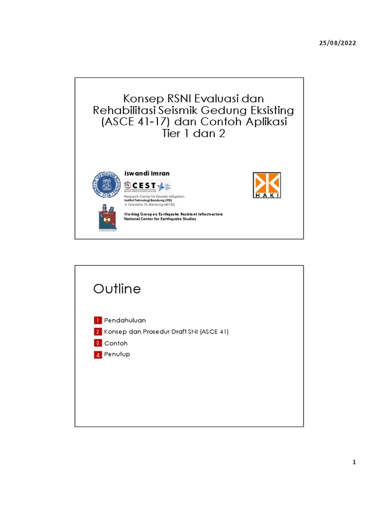Outline: Konsep RSNI Evaluasi Dan Rehabilitasi Seismik Gedung Eksisting ...