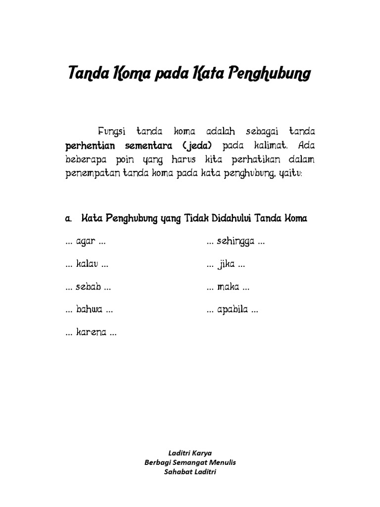 Tanda Koma Pada Kata Penghubung - SL | PDF | Seni & Disiplin Bahasa