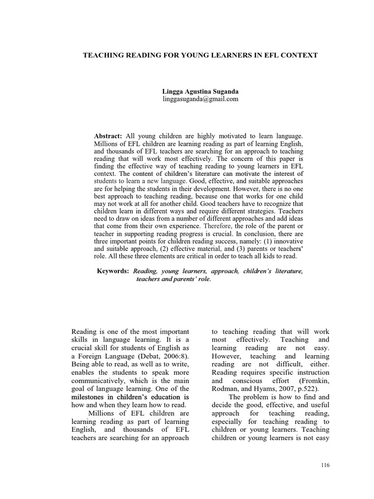 Teaching Reading to Young EFL Learners | PDF | Phonics | English As A ...
