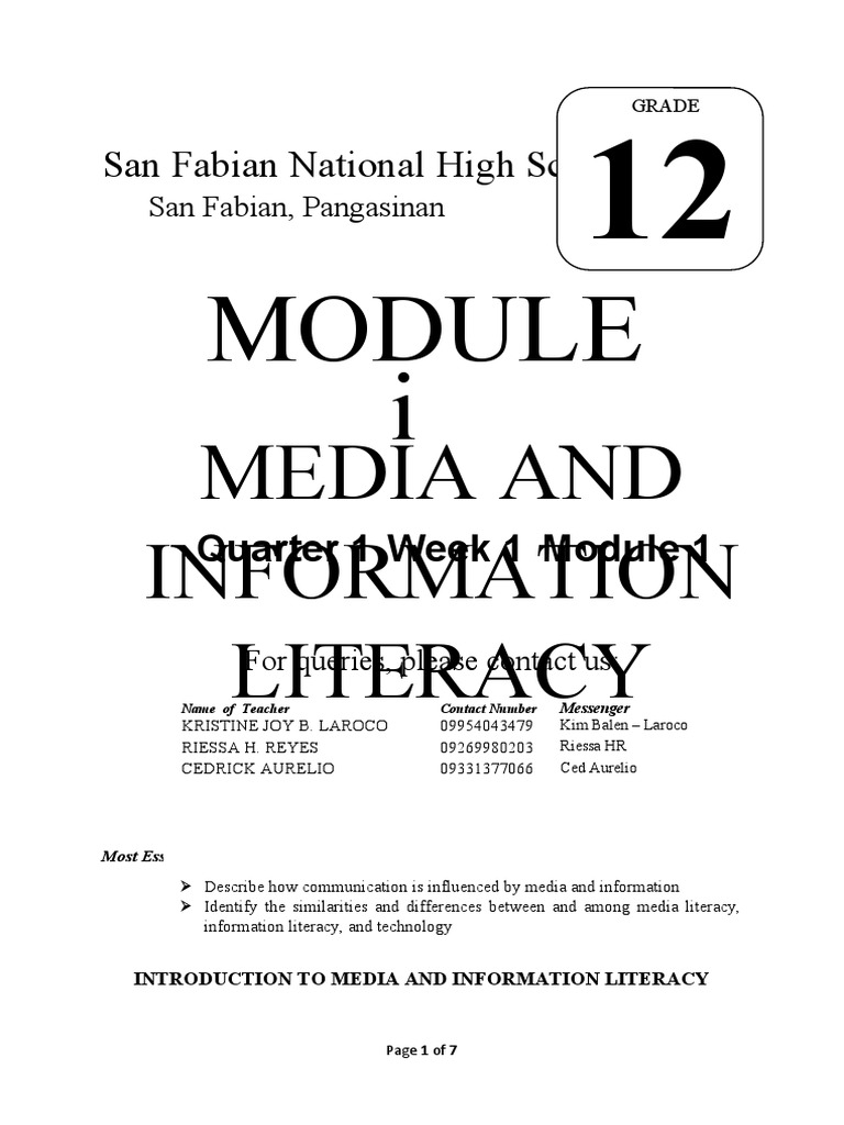 2021 MIL Module 1 | PDF | Communication | Mass Media