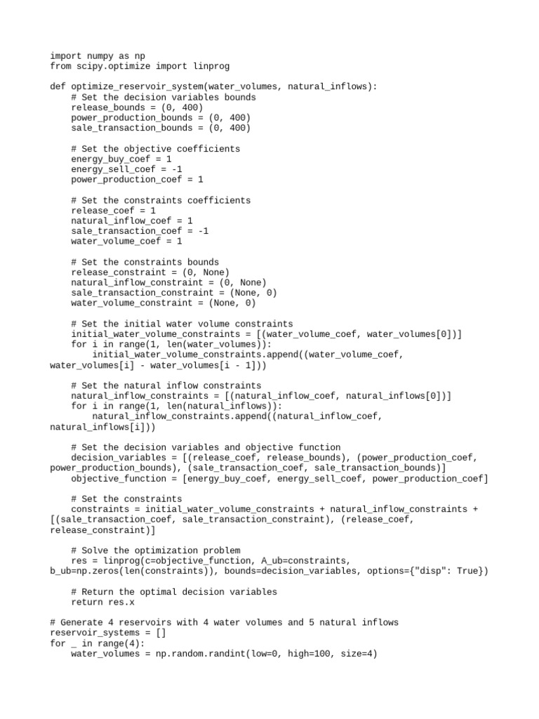 Reservoir Opt Scipy | PDF