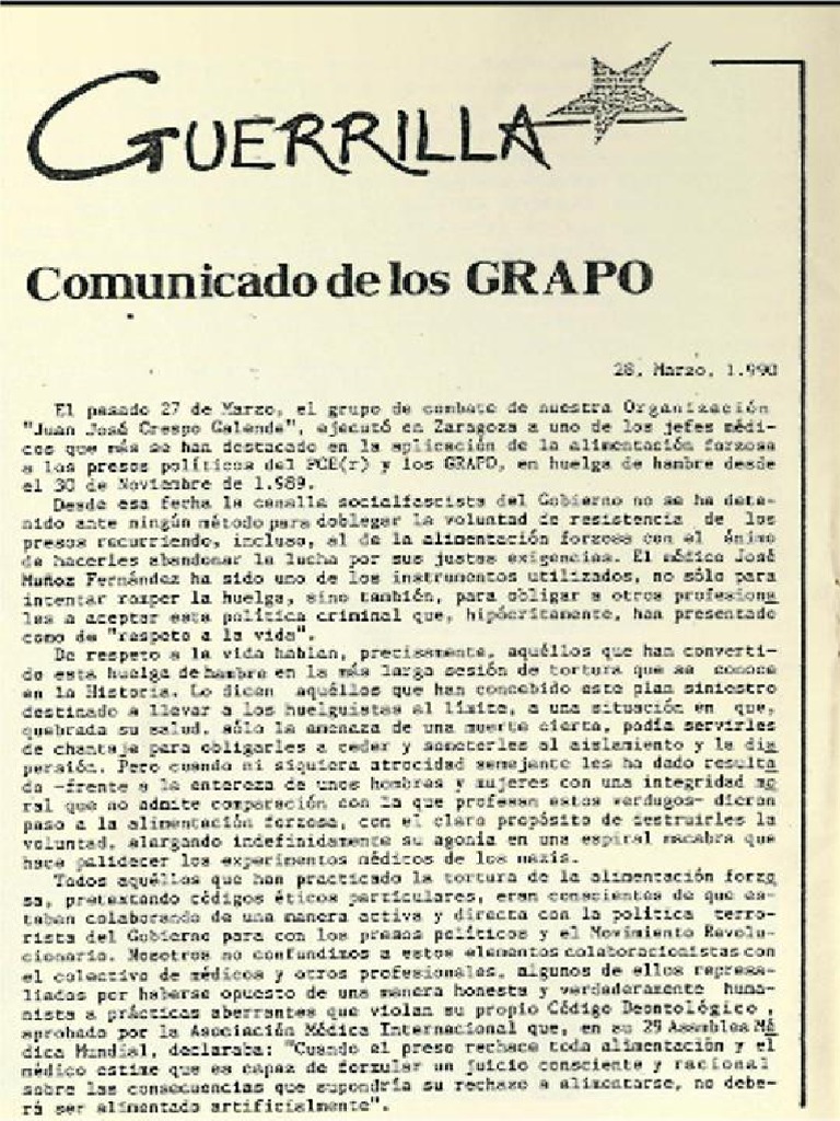 Comunicado Grapo 1990 | PDF