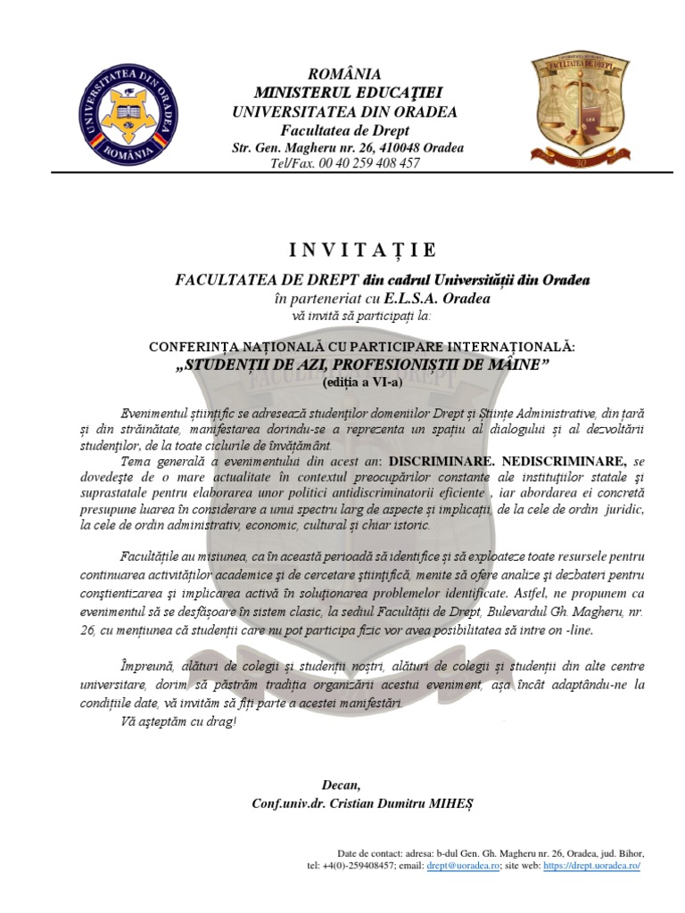 Invitatie Conferinta Studenti - 2023 - 230328 - 084753 | PDF