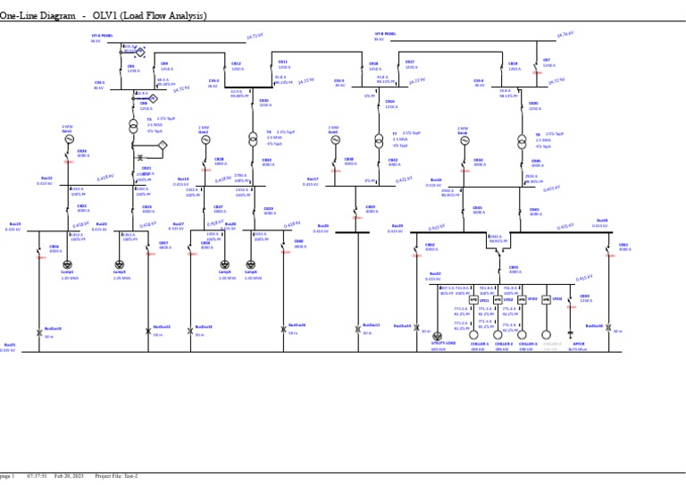 One-Line Diagram - OLV1 (Load Flow Analysis) : 34.72 KV 34.74 KV | PDF