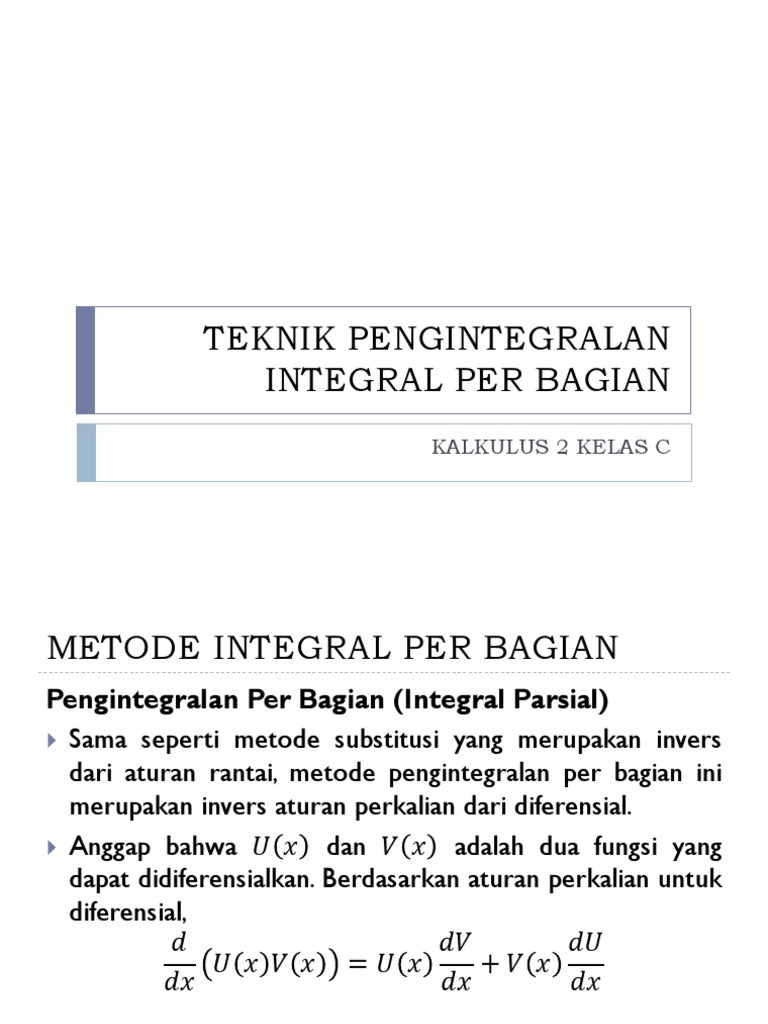 Teknik Integral Per Bagian dalam Kalkulus | PDF