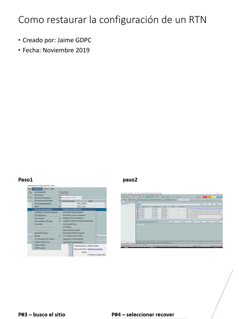 MANUAL #011 - Como Restaurar La Configuracion de Un RTN | PDF