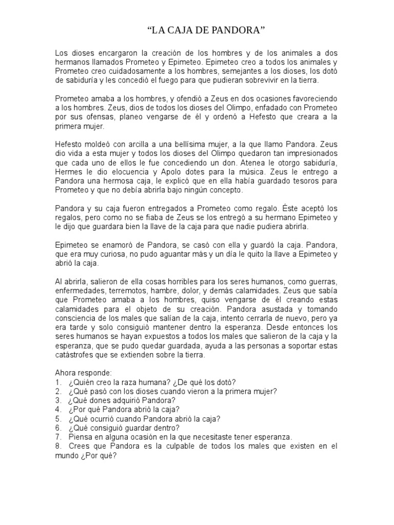 La Caja de Pandora Ok | PDF | Prometeo