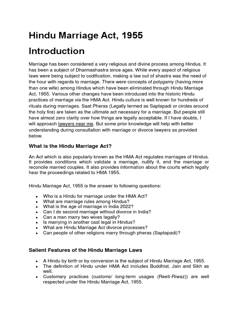 Hindu Marriage Act | PDF | Marriage | Divorce