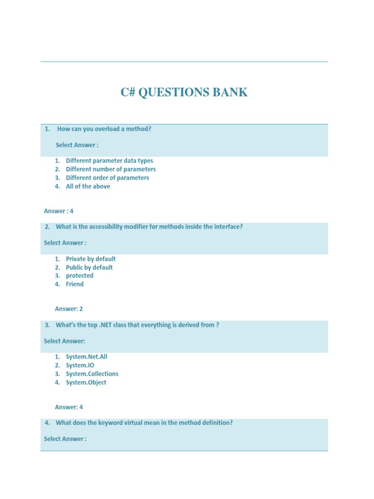 C Question Bank And More Pdf C Sharp Programming Language Class Computer Programming