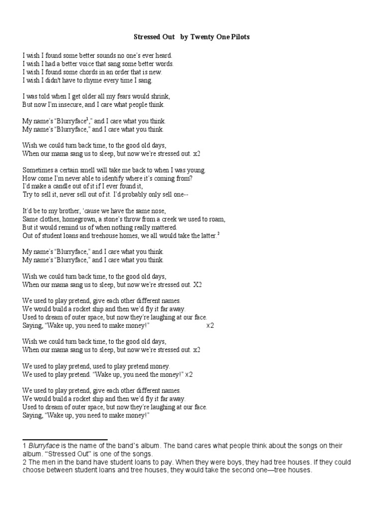 3G Stressed-Out-Lyrics Complete | PDF