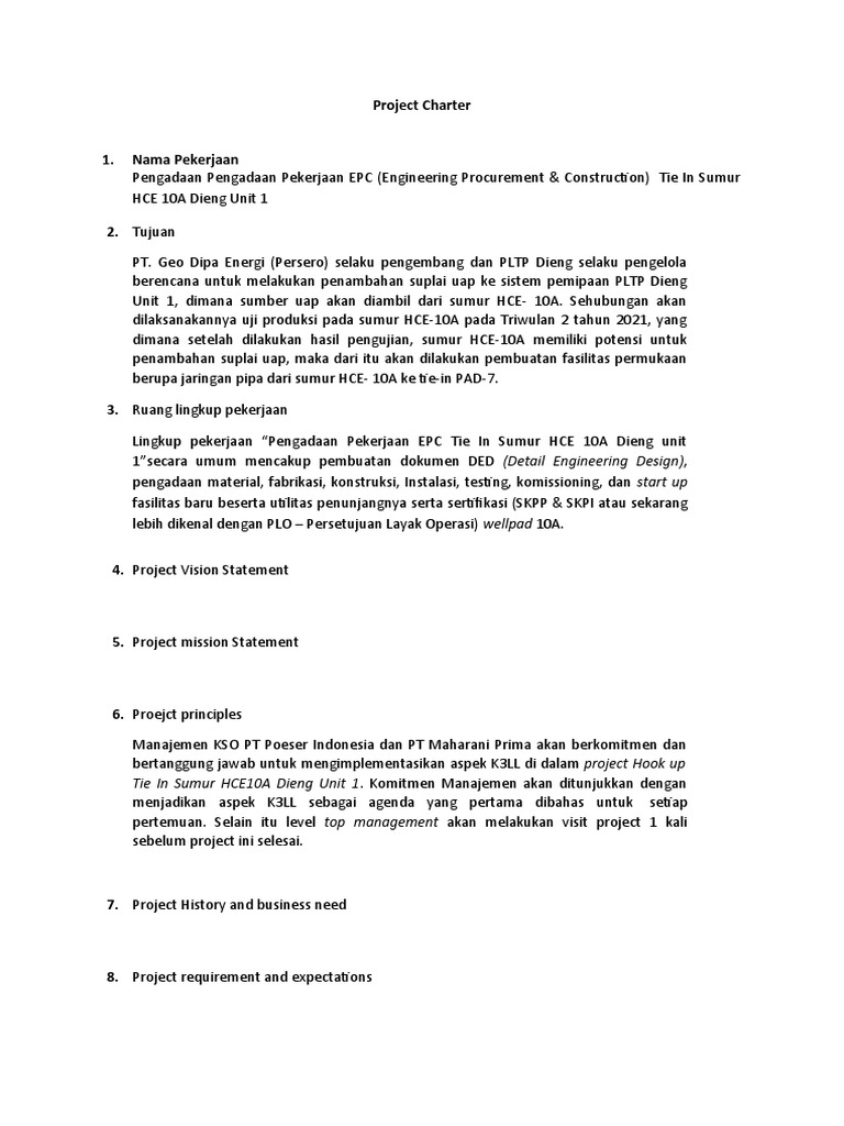 Pengadaan EPC Tie In Sumur HCE 10A | PDF