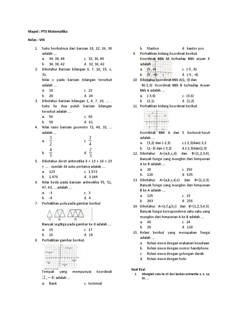 PTS MTK Kelas 8 | PDF