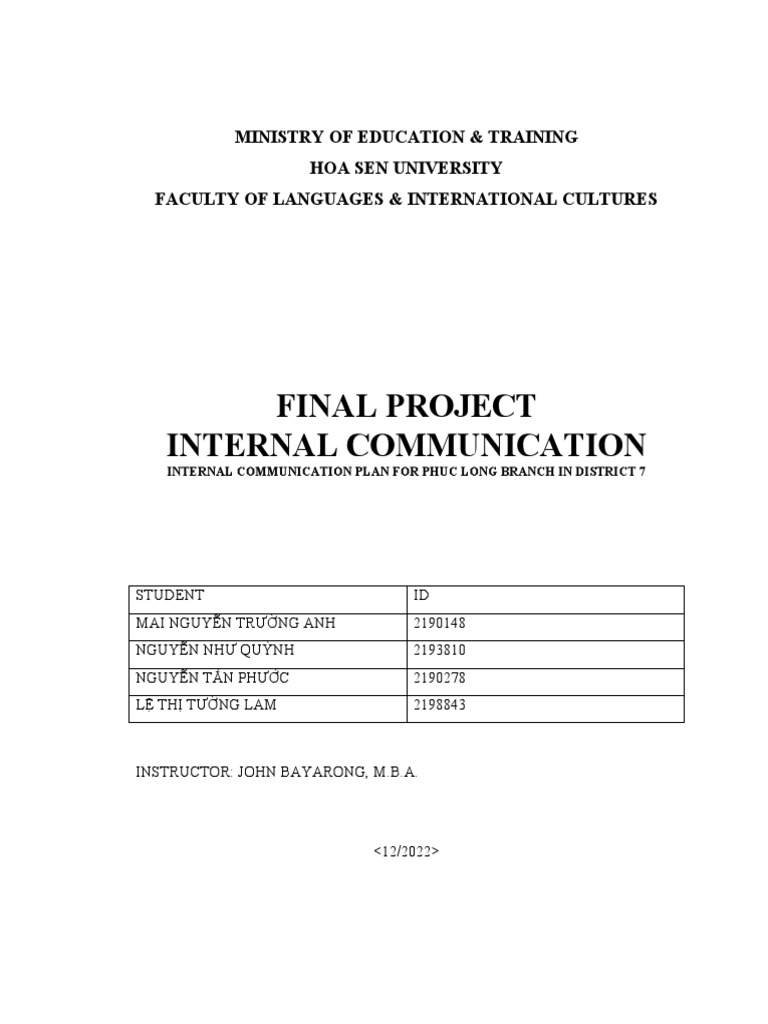 Final Project IC Plan Phuc Long | PDF | Brand | Employment