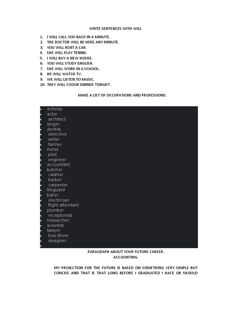 Future Career Plans and Professions | PDF
