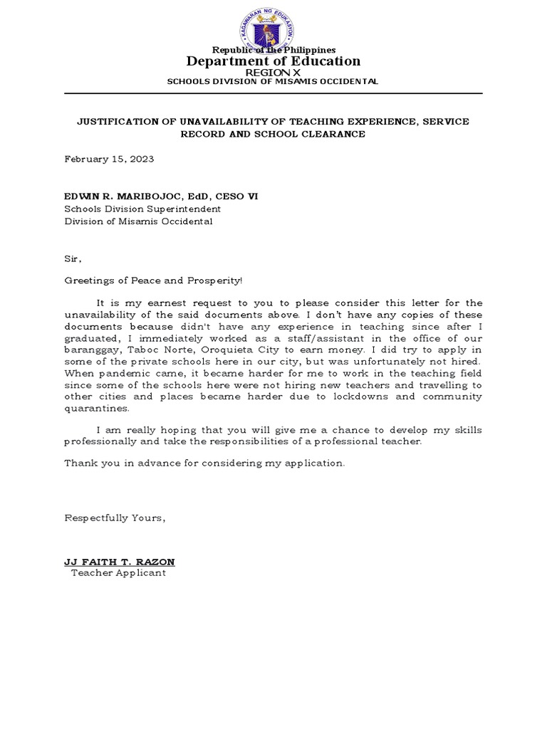Justification-Letter Intake Form CDW | PDF