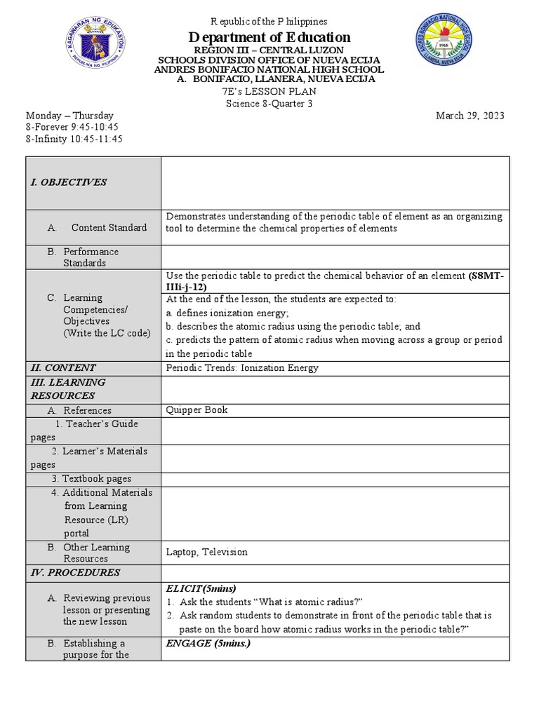 LP Science 8 - 29 | PDF | Periodic Table | Learning