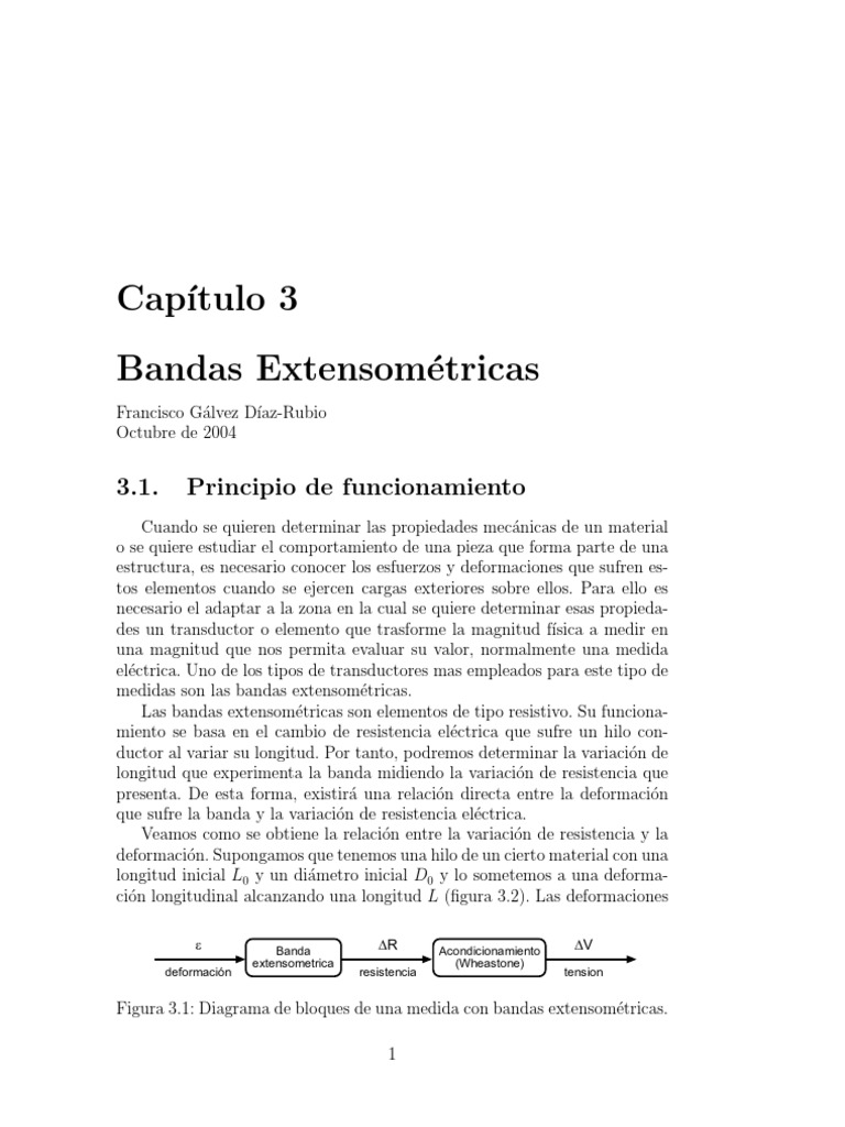 Bandas Extensometricas | PDF | Resistencia Eléctrica y Conductancia | Ciencia de los materiales