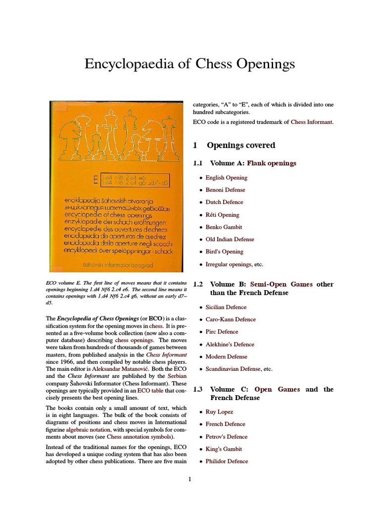 Encyclopaedia of Chess Openings | PDF | Chess Openings | Game Theory
