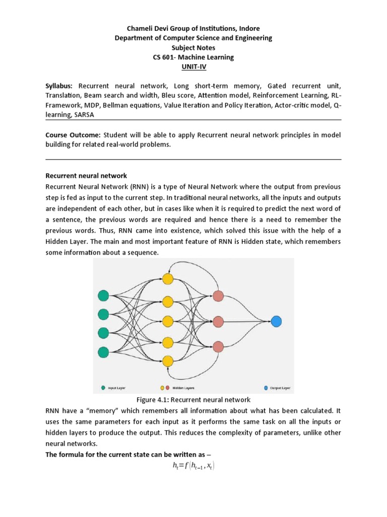 CS601 - Machine Learning - Unit 4 - Notes - 1672759767 | PDF ...