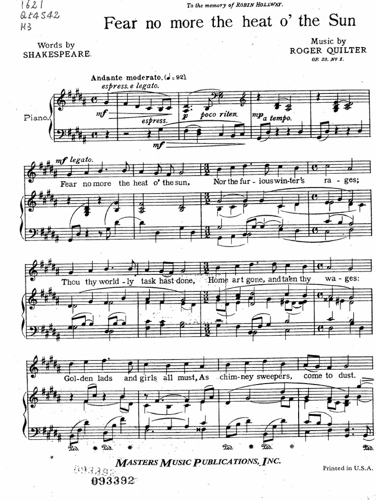 Fear No More The Heat O' The Sun B | PDF