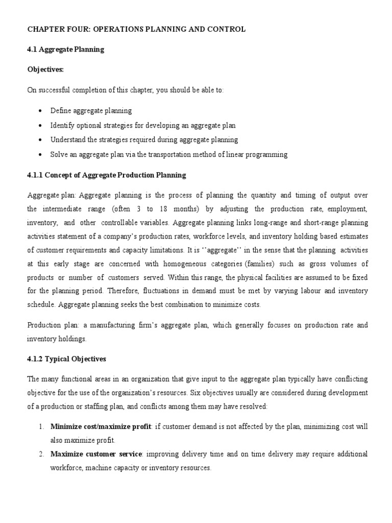 UNIT 4 Operations Planning and Control | PDF | Scheduling (Production ...