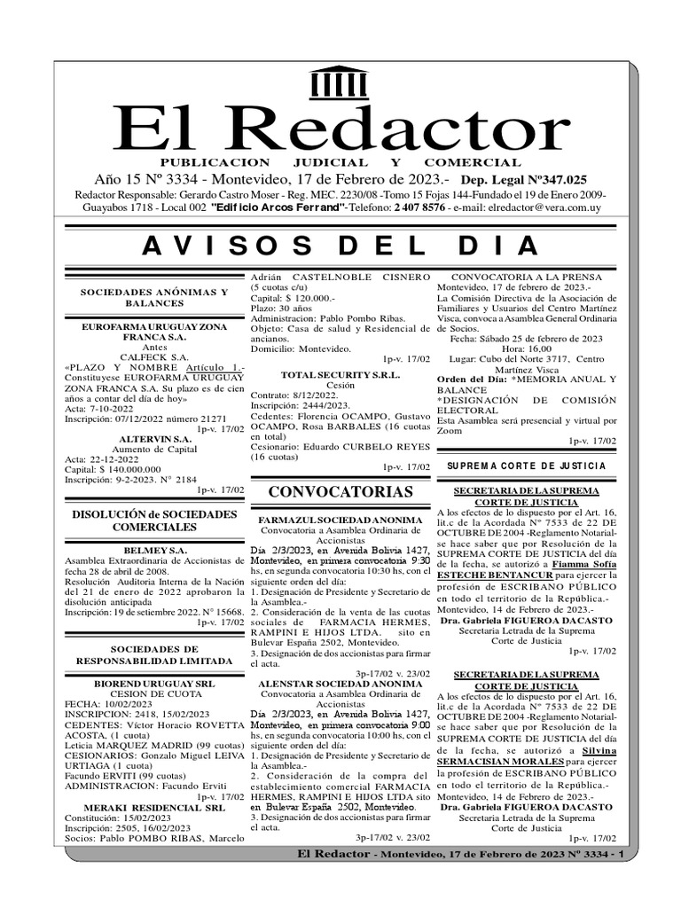 Edicto Diario El Redactor | PDF | Empresas | Justicia