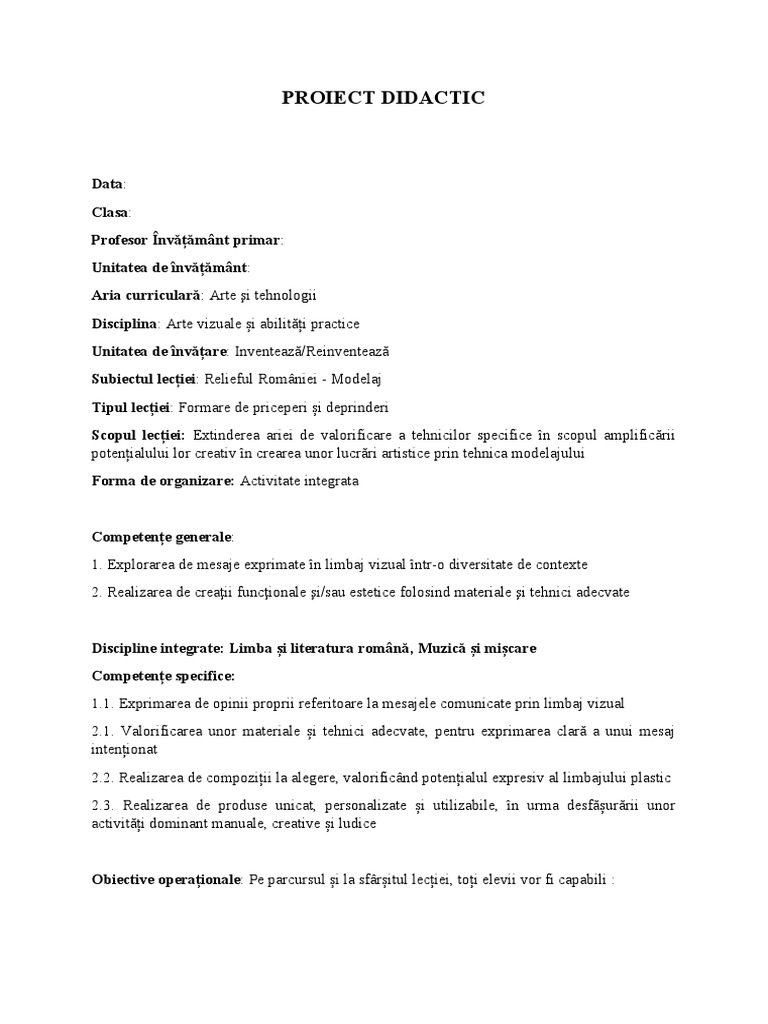 Proiect Didactic AVAP - IS Gradul 1 | PDF