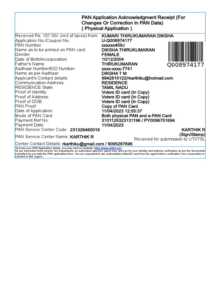 Pan Ack | Download Free PDF | Identity Document | Government And Personhood