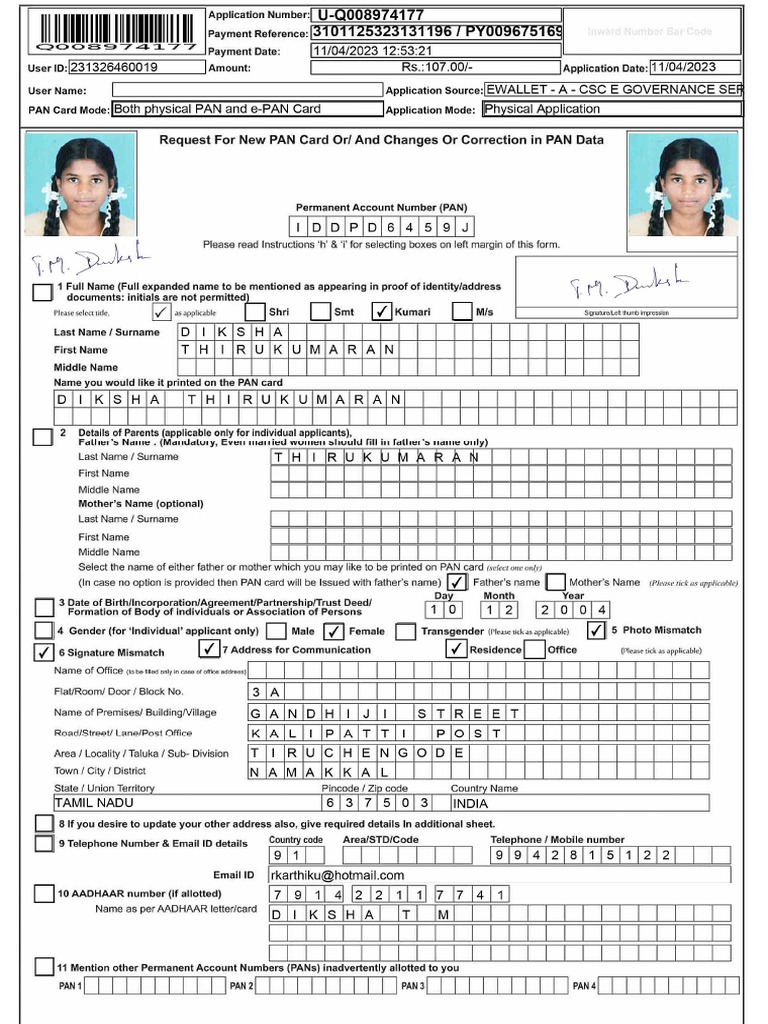 Diksha PAN Final Application | PDF