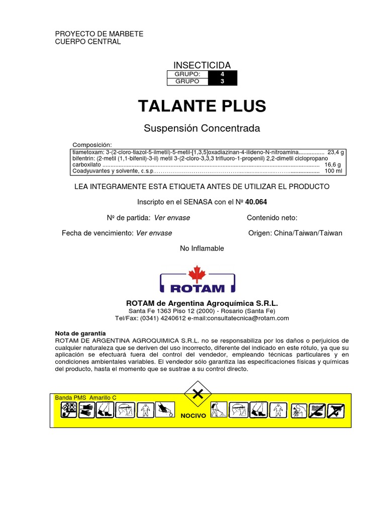 TALANTE PLUS (Marbete Aprobado 2020) | PDF | Agua | Haba de soja