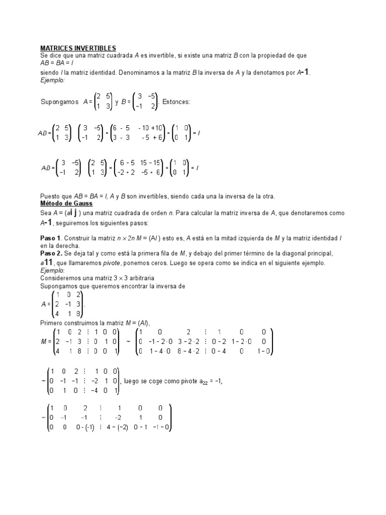 Matrices Invertibles | PDF