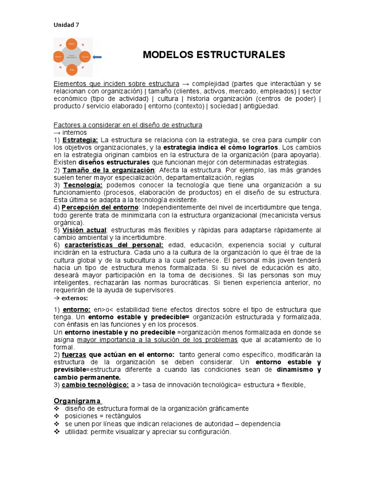 MODELOS ESTRUCTURALES Unidad 7 | PDF | Business | Negocios económicos