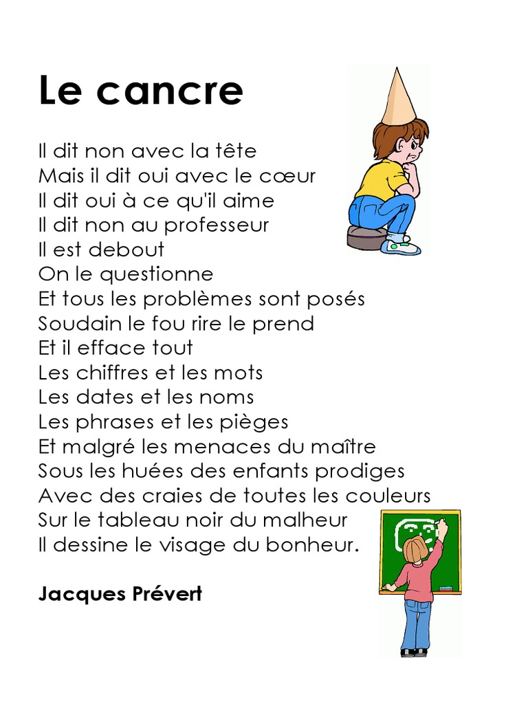 Poème "Le Cancre" de Jacques Prévert | PDF | Arts du langage et discipline