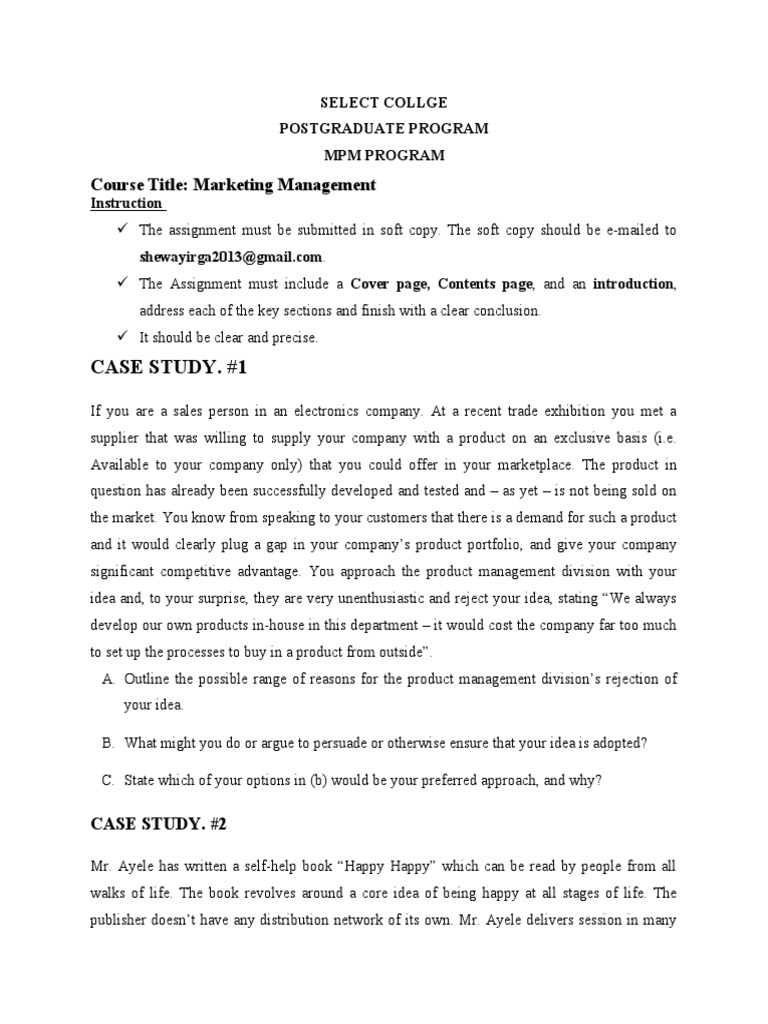 Marketing MGT, Individual Assign. 2015 | PDF | Marketing | Public Sphere