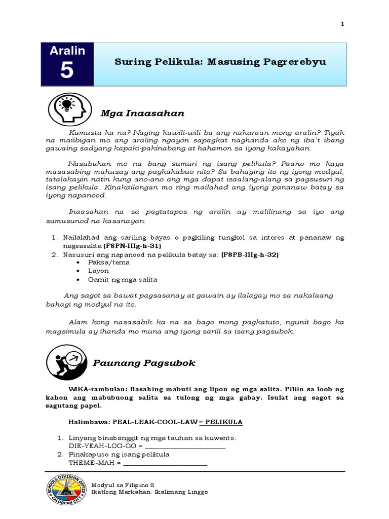 Filipino 8 Q3 Week 5 | PDF