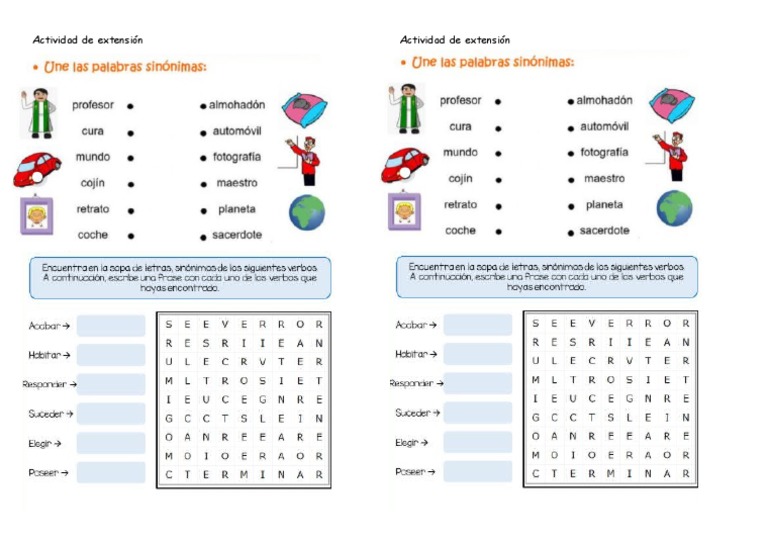 Actividad de Extensión Sinonimos.. | PDF