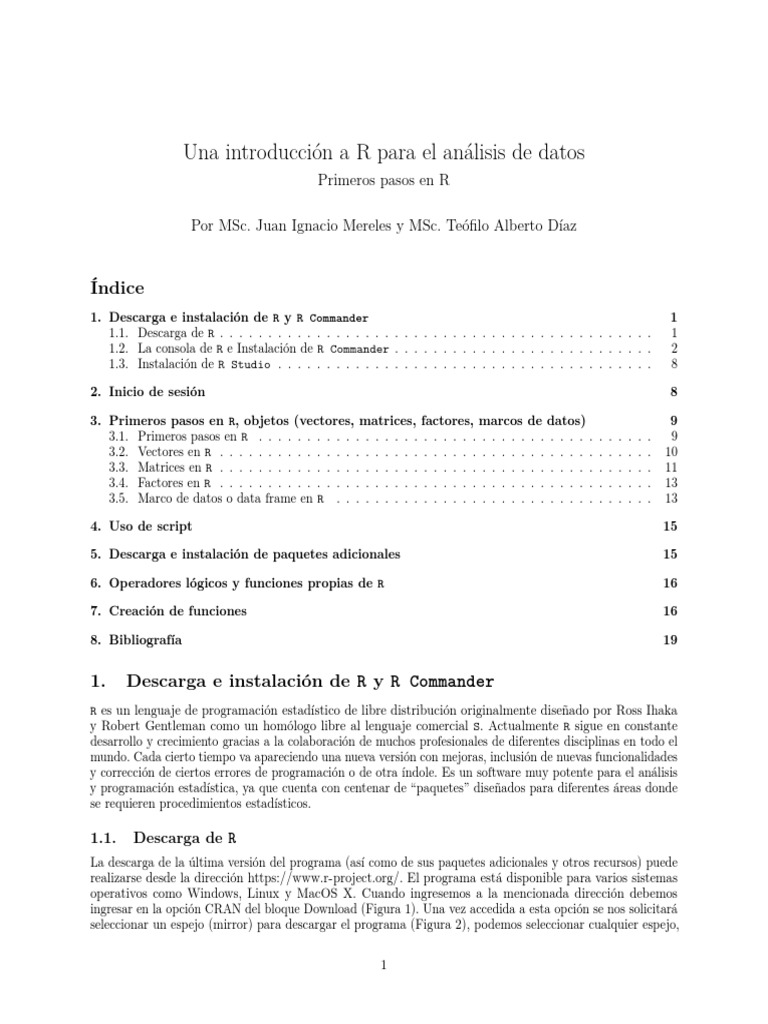 Una Introducción A R para El Análisis de Datos: Índice | PDF | Interfaz de línea de comando | R ...