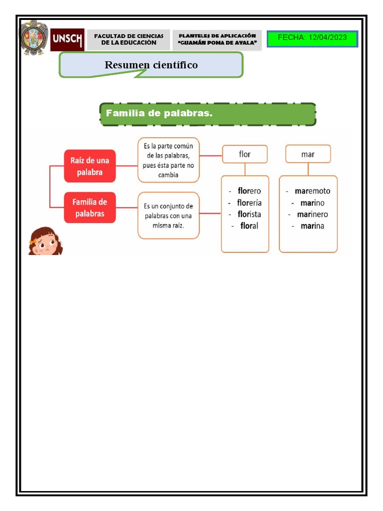 Resumen sobre Familia de Palabras | PDF