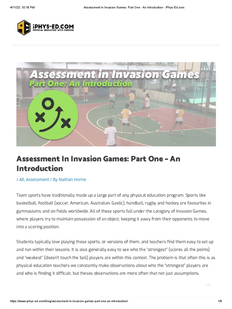 Assessment in Invasion Games I An Introduction | PDF | Learning ...