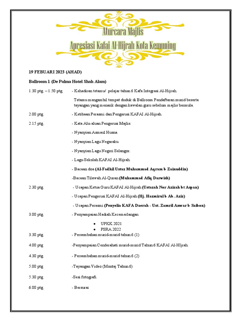 Aturcara-Majlis Graduasi 2022 - 2023 | PDF