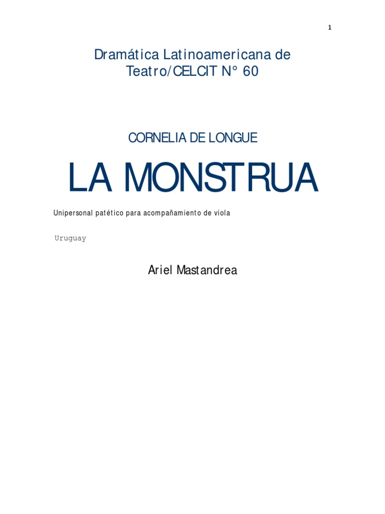 La Monstrua: Dramática Latinoamericana de Teatro/CELCIT #60 | PDF | Verdad
