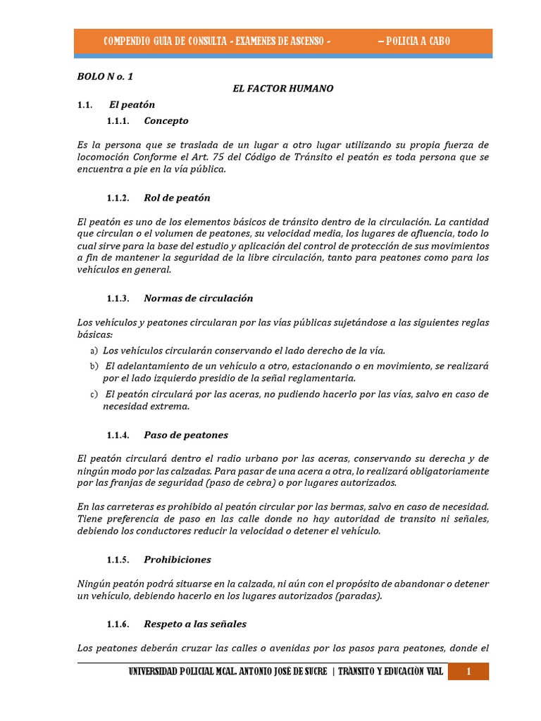 Bolo N O. 1 El Factor Humano El Peatón Concepto | Descargar gratis PDF | Calle | Peatonal