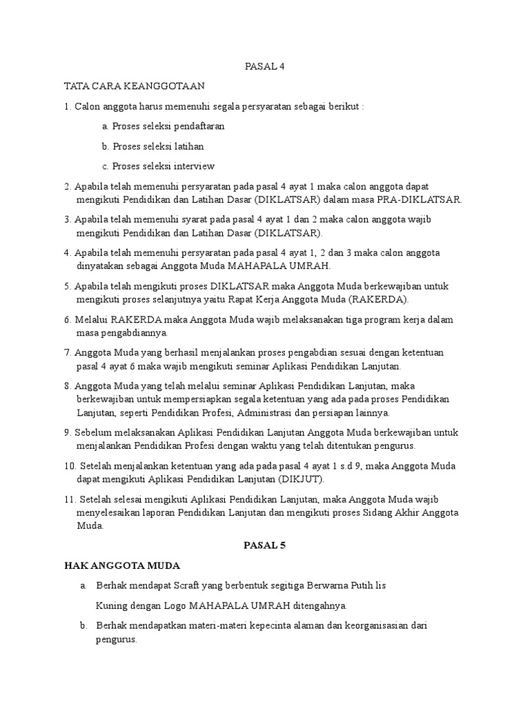 Pasal 5 Hak Anggota Muda | PDF