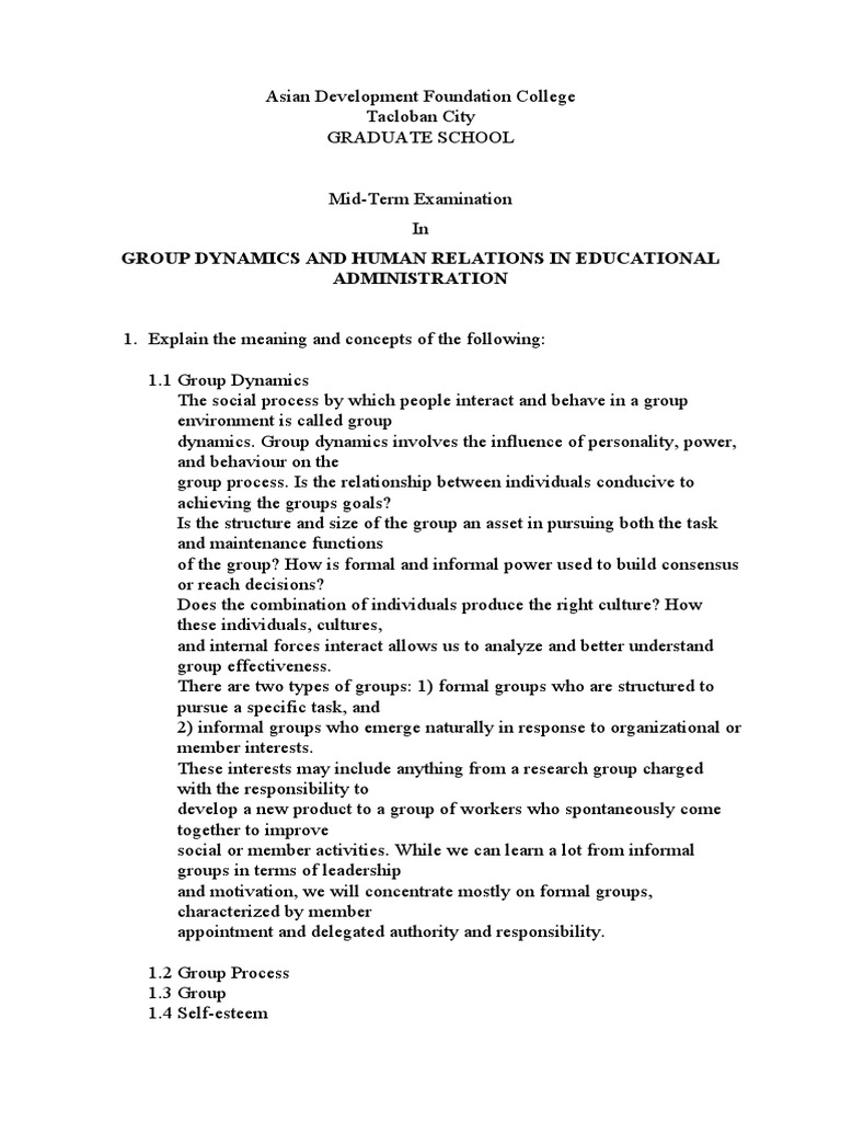 Midterm Group Dynamics | PDF