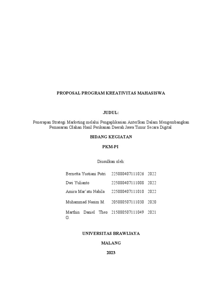 Baseline Kegiatan PKM Pemasaran Ikan | PDF