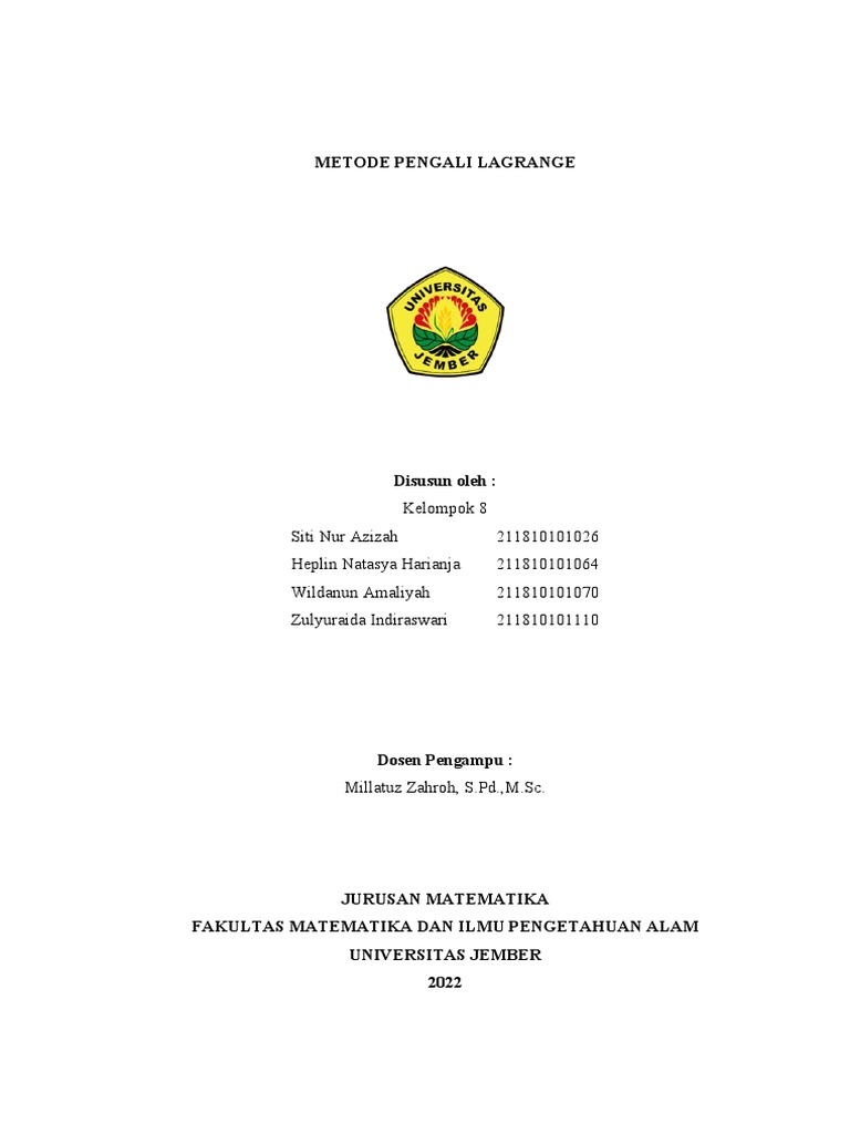 Metode Pengali Lagrange | PDF