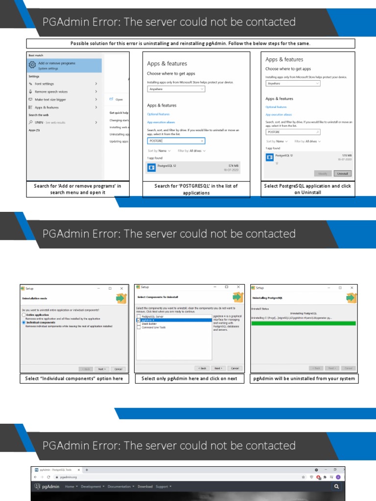 PGAdmin Error - Reinstalling Pgadmin | PDF
